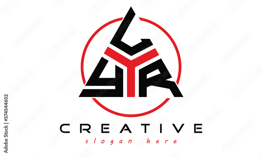YLR three letter creative triangle shape in circle logo design vector ...