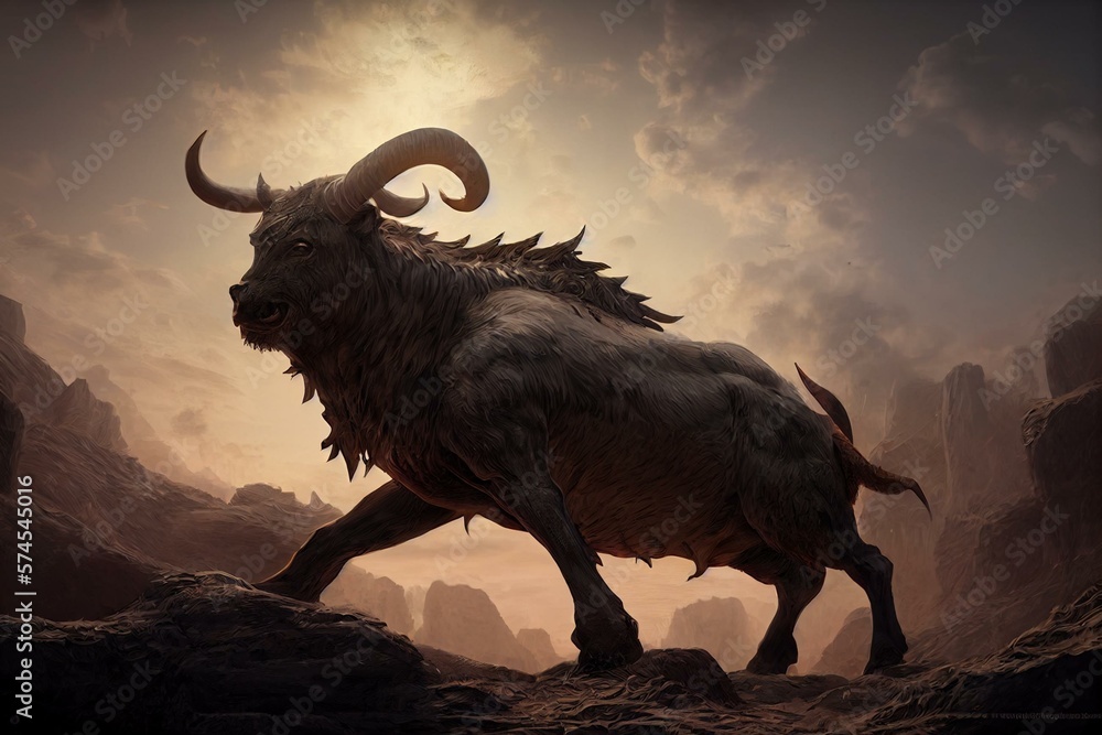 Concept art illustration of Minotaur from greek mythology. Generative ...