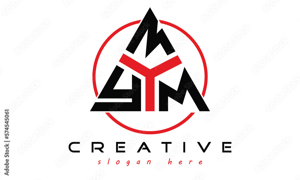 YMM three letter creative triangle shape in circle logo design vector ...