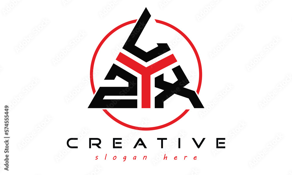 ZLX three letter creative triangle shape in circle logo design vector ...