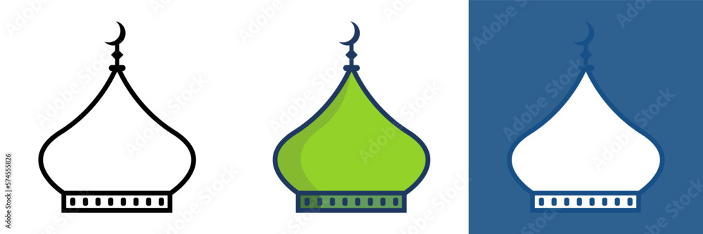 Mosque Dome Icon Set - Vector Illustration Collection of Islamic ...