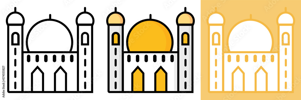 Mosque Icon Set - Vector Illustration Collection of Islamic ...