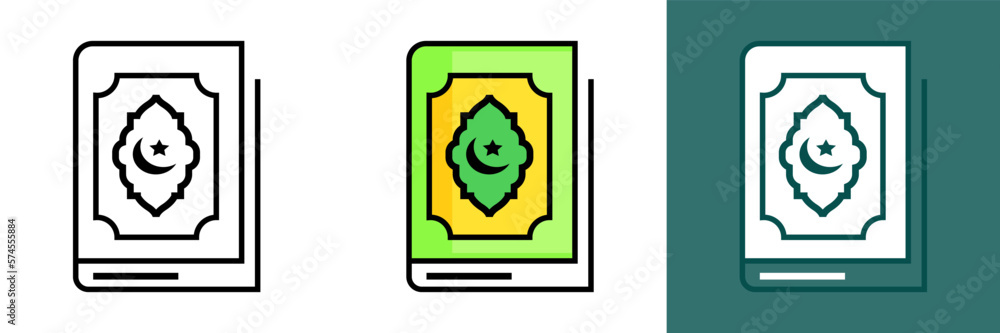 Quran Icon Set - Vector Illustration Collection of Islamic Sacred Text ...