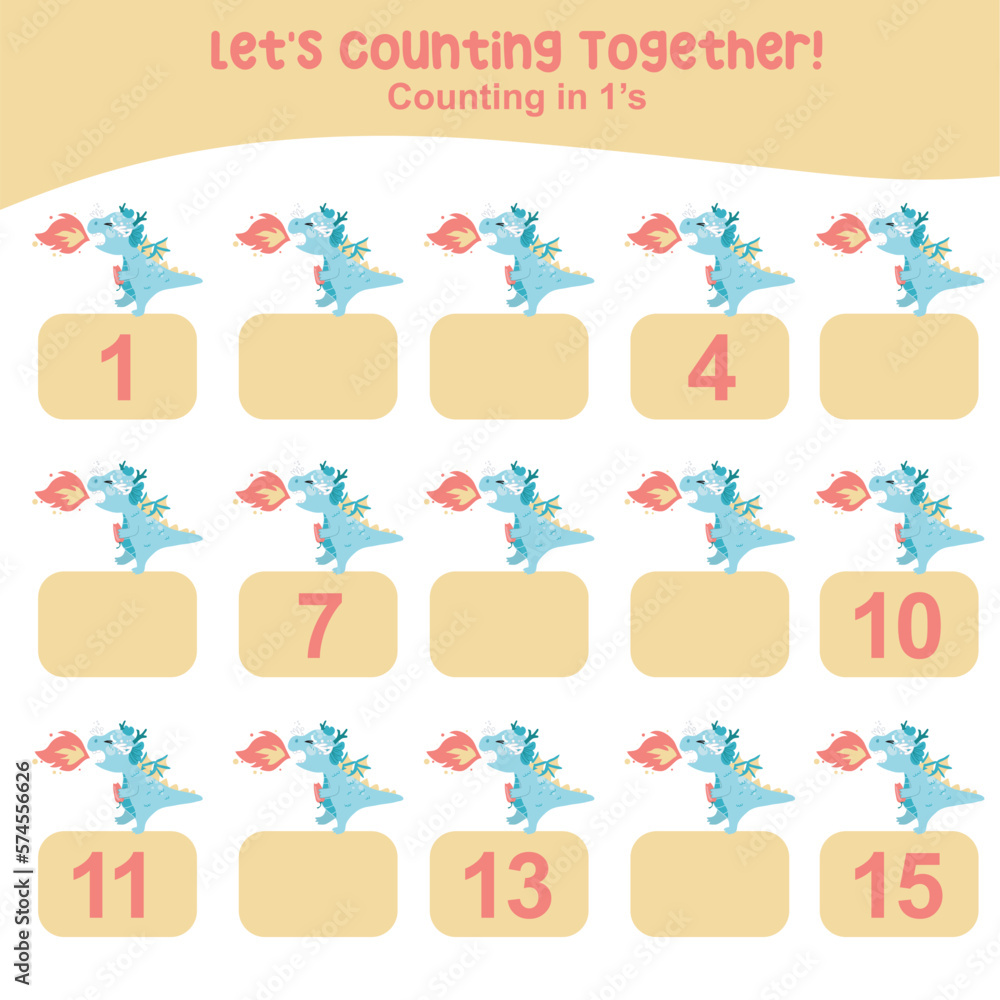 Counting by one's the cute and kawaii baby dragon eating spicy chili ...