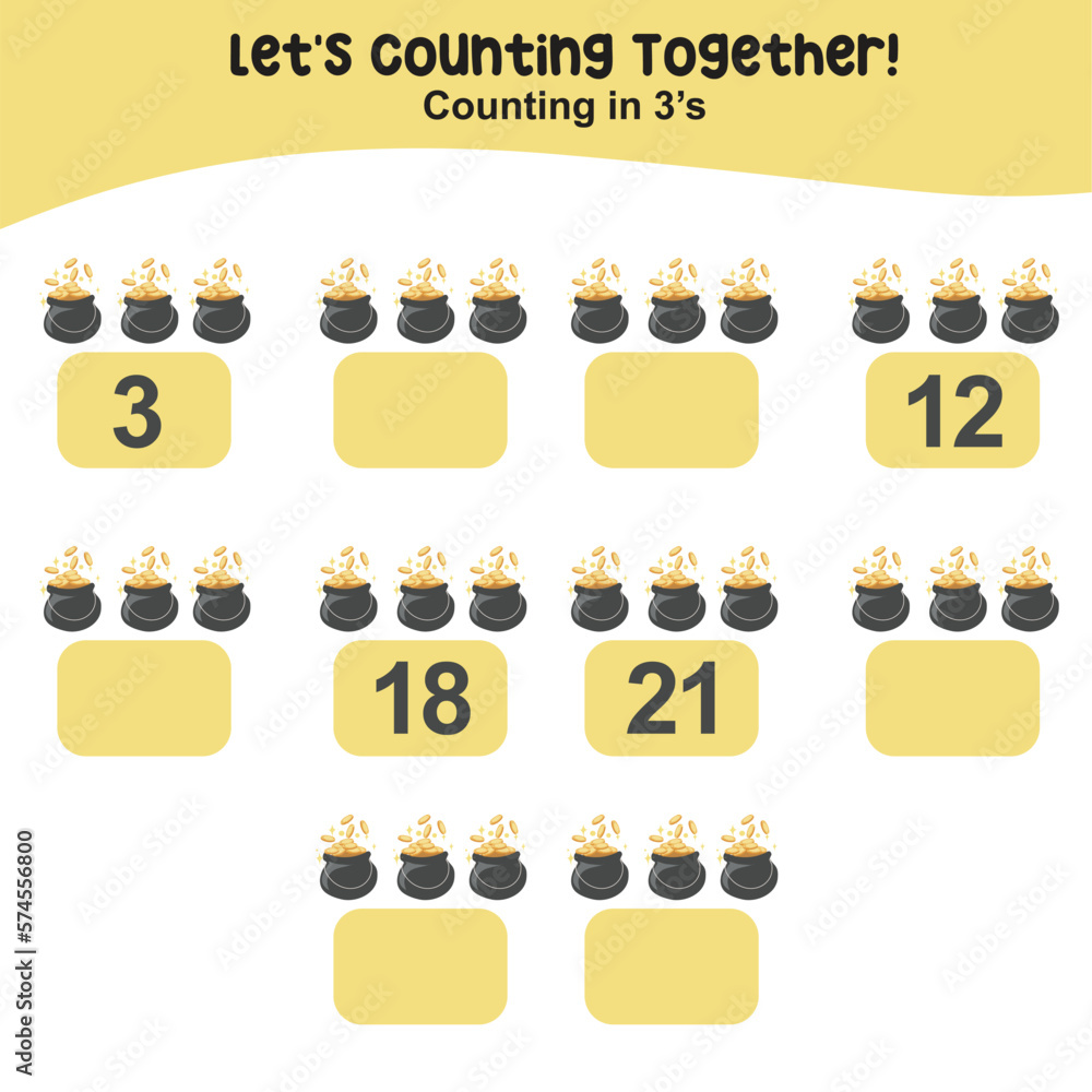 Counting by three's the golden coins in a barrel the practising math in ...