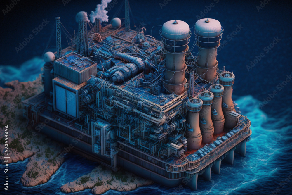 ocean thermal energy conversion (OTEC) power plant, representing the ...