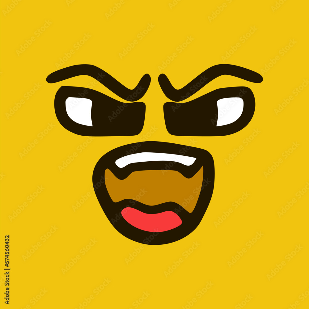 Angry face. Cartoon face expressions. Doodle characters mouth and eyes ...