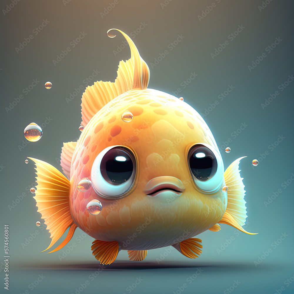 Cute fish character. Generative AI Stock Illustration | Adobe Stock