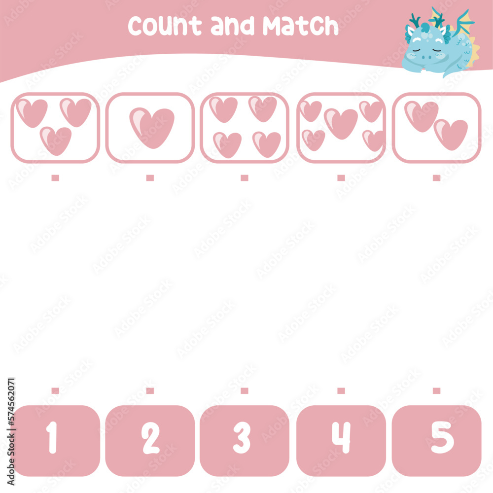Vetor de Count and match the images with the number worksheet for ...