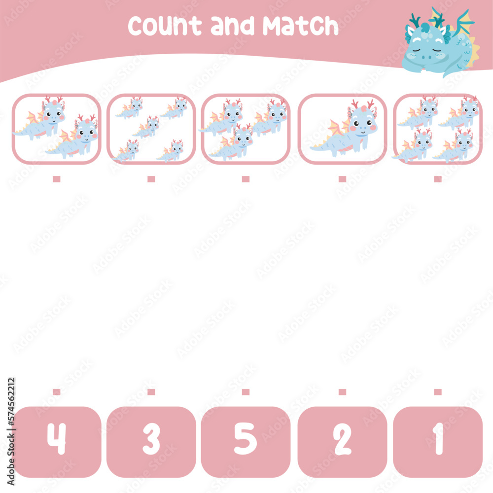 Vetor de Count and match the images with the number worksheet for ...