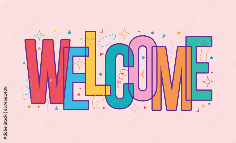 Welcome Banner Design. Flat Soft Color Design Stock Vector | Adobe Stock