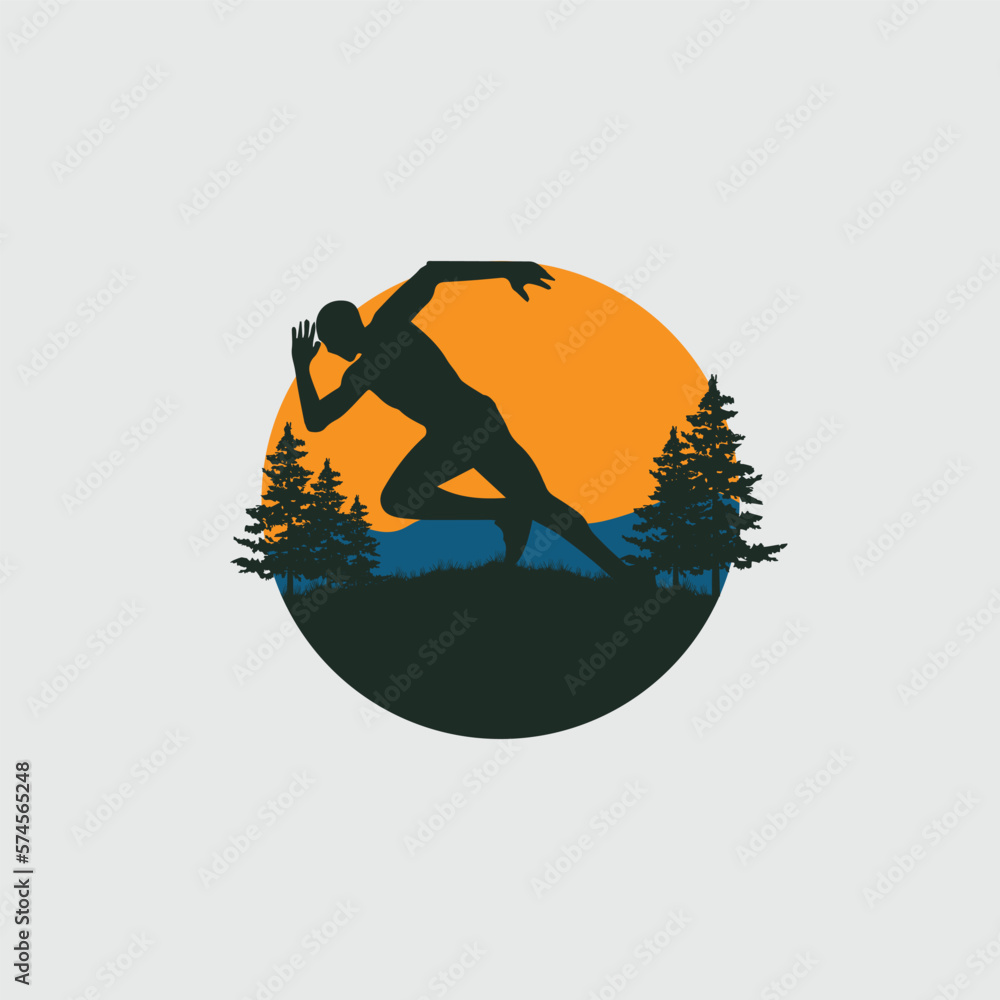 Ultra Trail running logo vector illustration on white background Stock ...