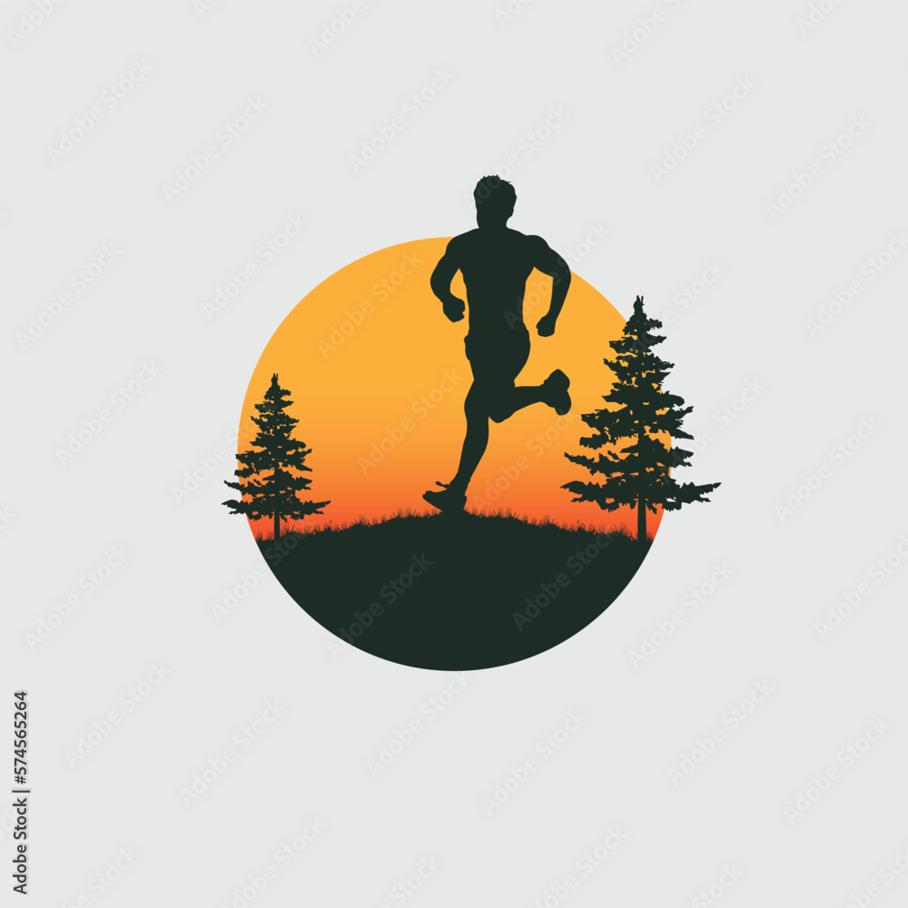 Ultra Trail running logo vector illustration on white background Stock ...