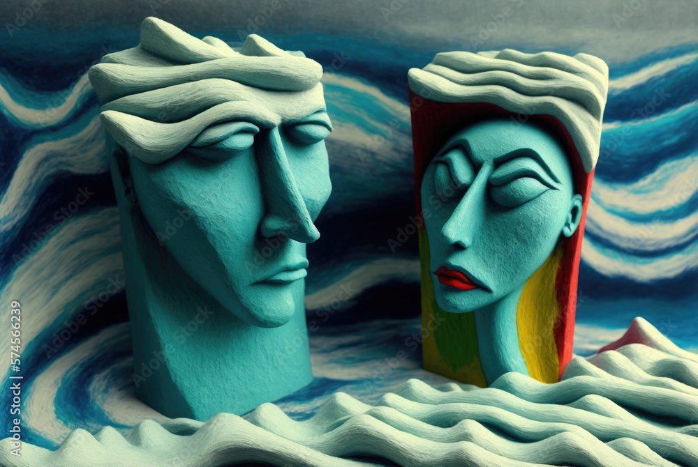 Storytelling expressive clay monolithic statues, easter island inspired ...