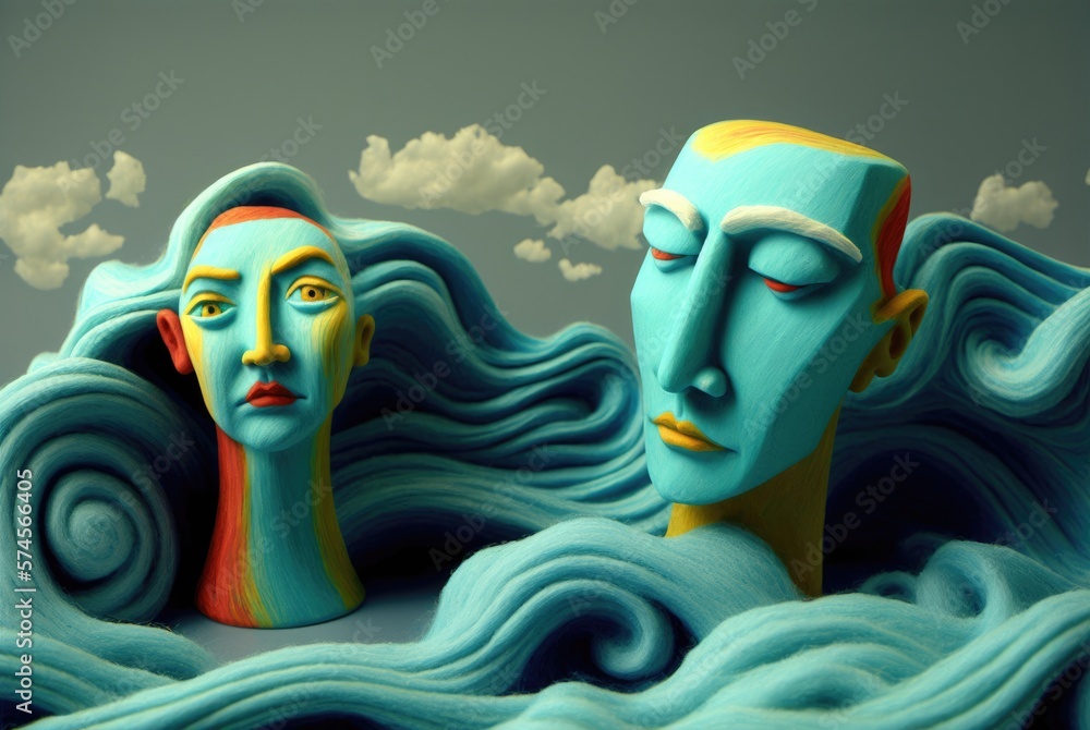 Storytelling expressive clay monolithic statues, easter island inspired ...