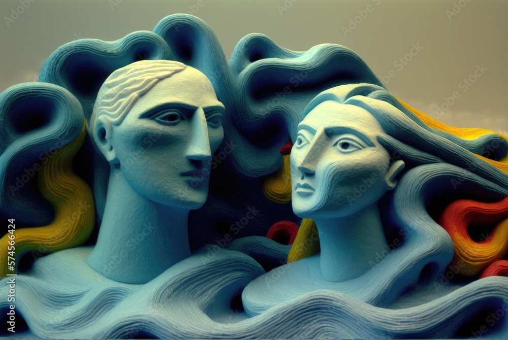 Storytelling expressive clay monolithic statues, easter island inspired ...