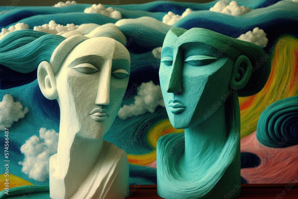Storytelling expressive clay monolithic statues, easter island inspired ...