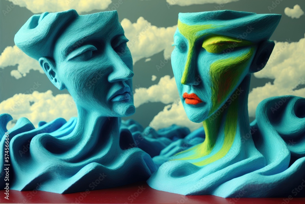Storytelling expressive clay monolithic statues, easter island inspired ...