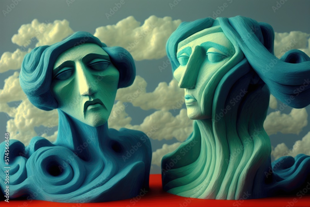 Storytelling expressive clay monolithic statues, easter island inspired ...