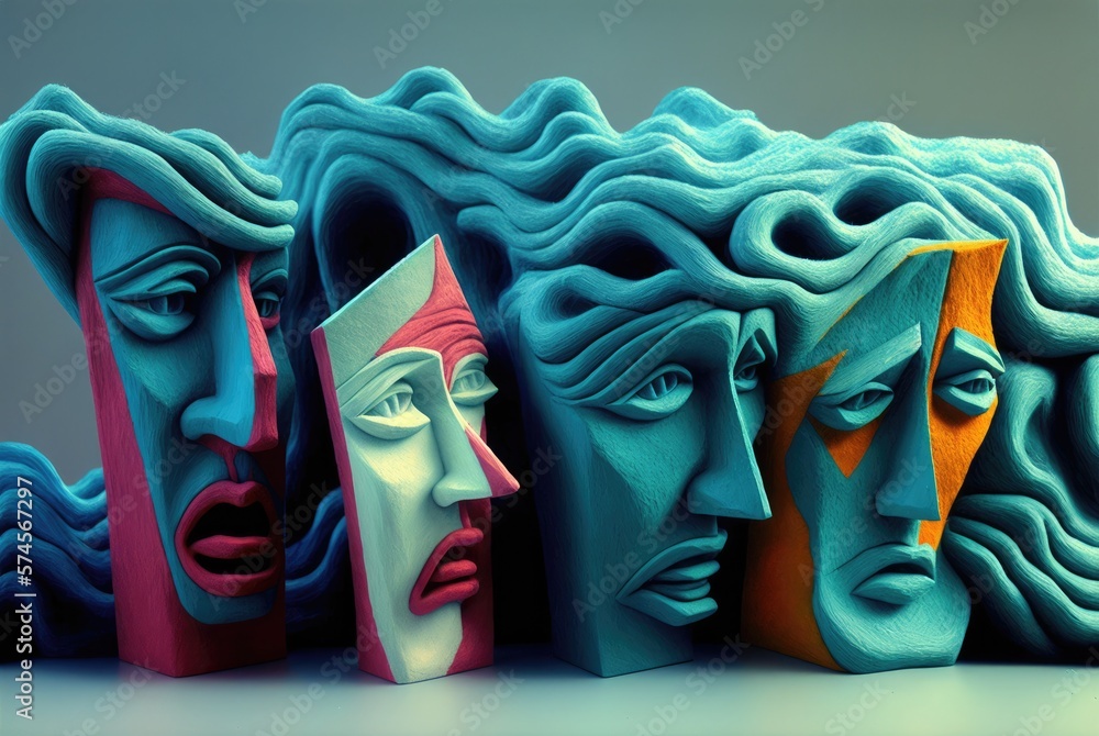 Storytelling expressive clay monolithic statues, easter island inspired ...