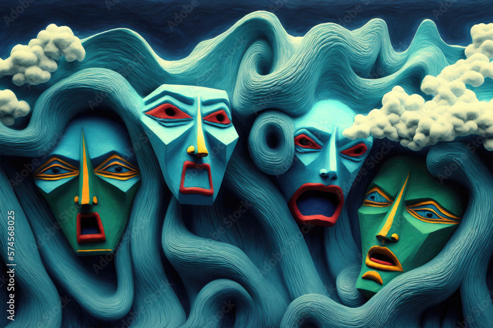 Storytelling expressive clay monolithic statues, easter island inspired ...