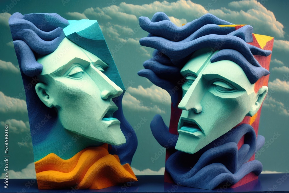 Storytelling expressive clay monolithic statues, easter island inspired ...