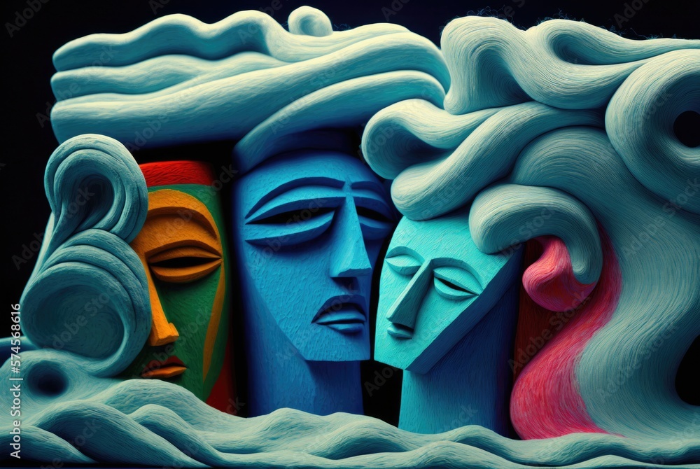 Storytelling expressive clay monolithic statues, easter island inspired ...