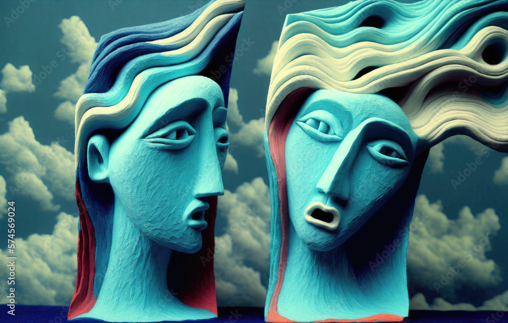 Storytelling expressive clay monolithic statues, easter island inspired ...