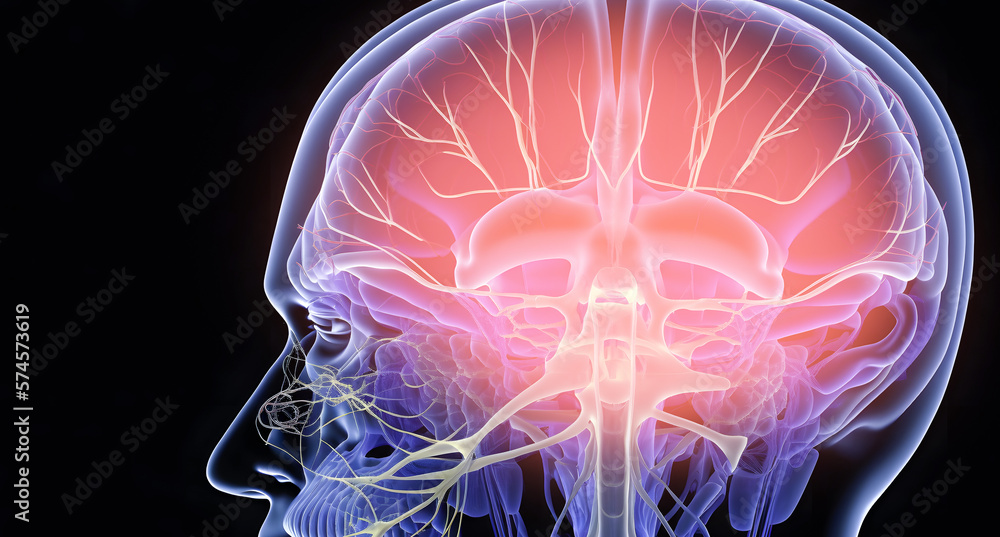 Pain in head central nervous system headache. Concussion brain damage ...