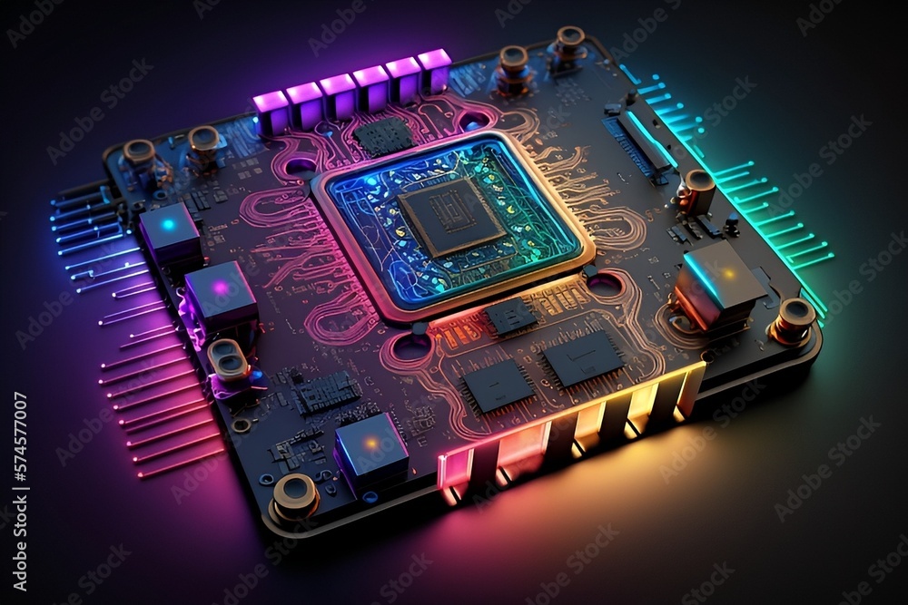 Quantum computer processor.. Central Computer Processors CPU and GPU concept. Motherboard ...