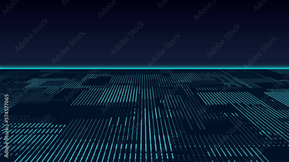 Digital background with moving glowing particles. Futuristic hi-tech ...