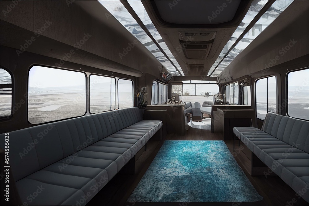 Van life bus interior. Created with generative Ai technology Stock ...
