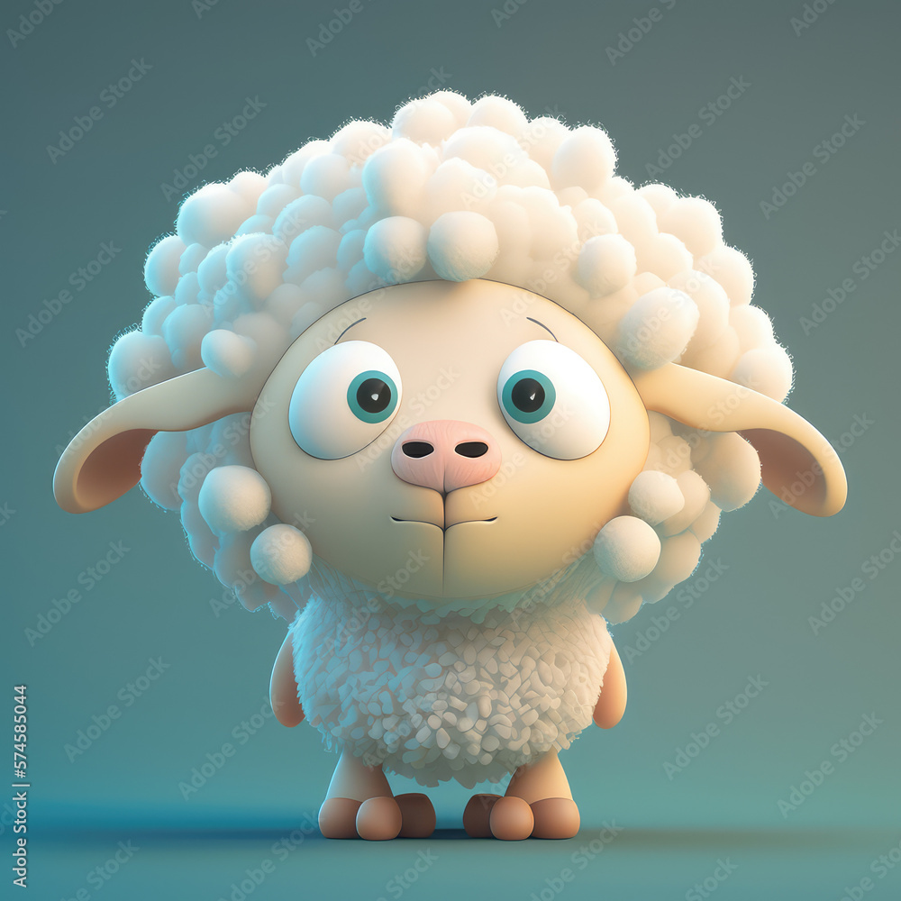 Cute Cartoon Sheep With Big Eyes