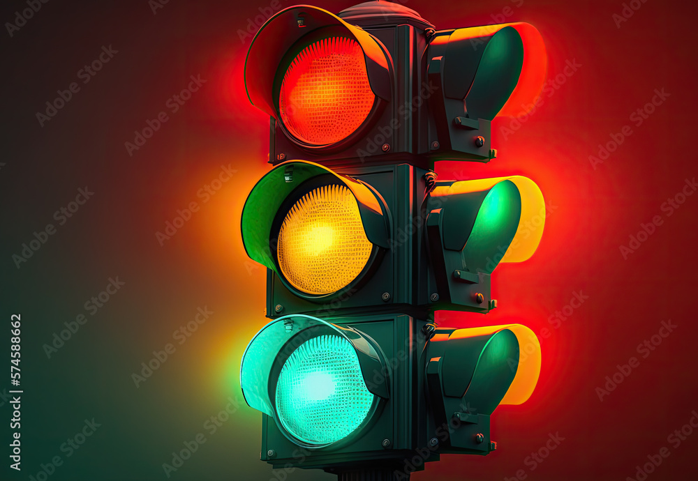 traffic light on vibrant background created with Generative AI ...