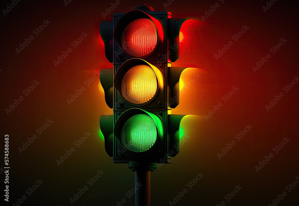traffic light on vibrant background created with Generative AI ...
