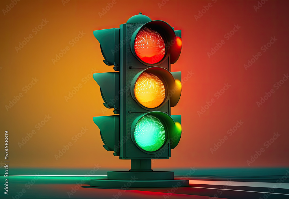 traffic light on vibrant background created with Generative AI ...