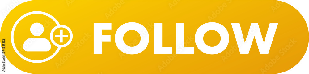 Follow button in flat design style. Gradient follow button interface ...