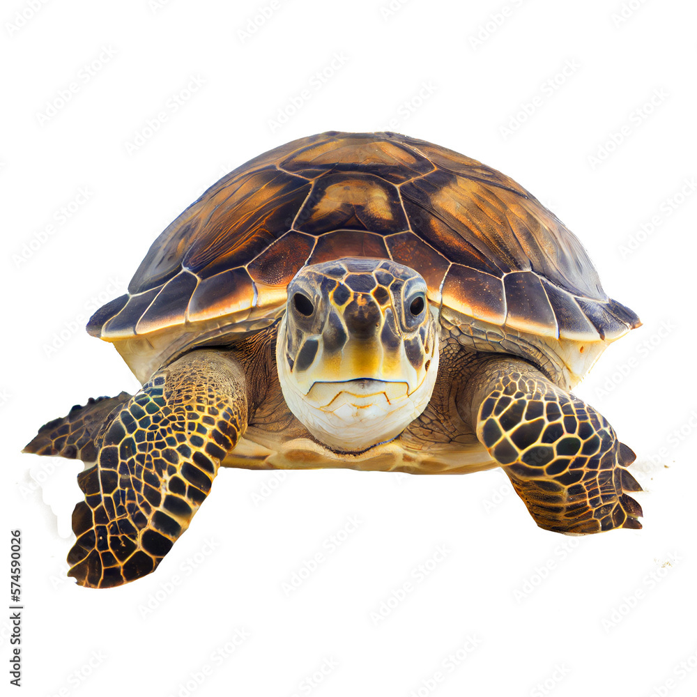 sea turtle walking on the ground on transparent background generative ...