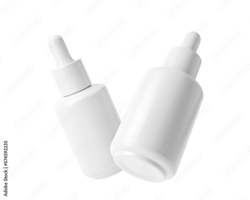 Blank white plastic dropper bottle packaging isolated on transparent ...