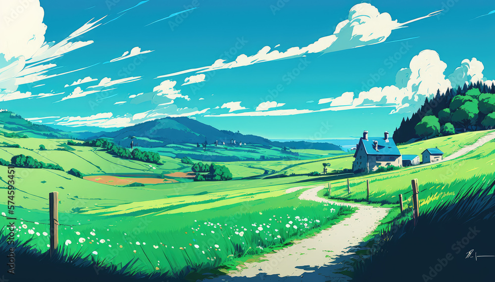 Vibrant Anime Countryside - A stunning and vibrant countryside ...