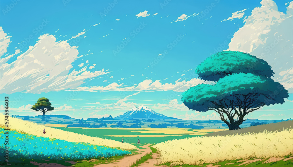 Vibrant Anime Countryside - A stunning and vibrant countryside ...