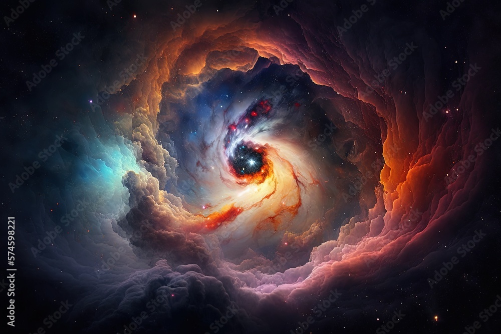 Colorful galaxy illustration. boundless space, bright saturated colors ...