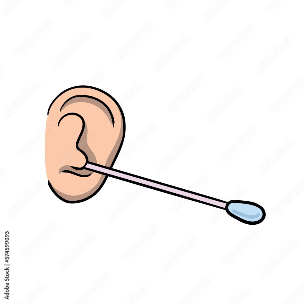 Vetor de Cleaning the ears. Hygienic ear stick. Medical procedure ...