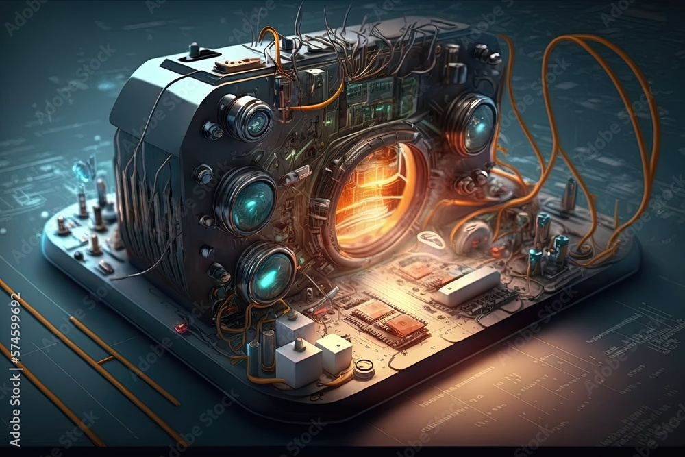 futuristic invention. High resolution, microchips, detailed, voltage ...