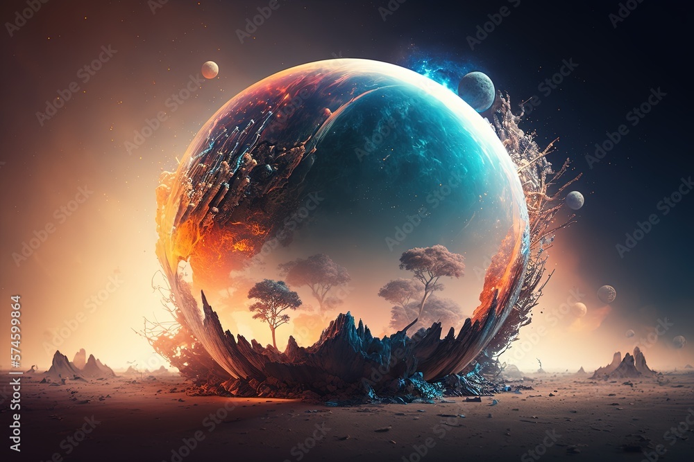 Bright light illuminates the dark sky as particles of cosmic energy ...