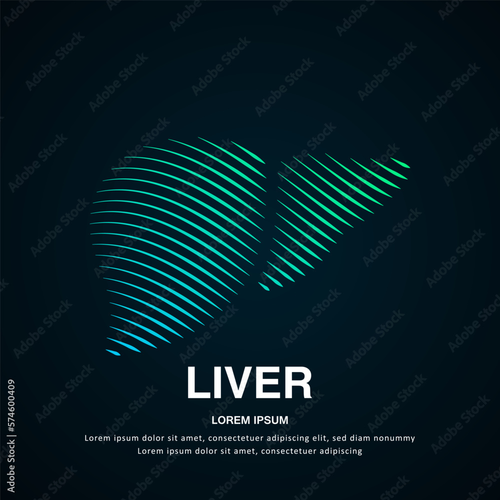 Human liver medical structure. Creative simple line art Vector logo ...