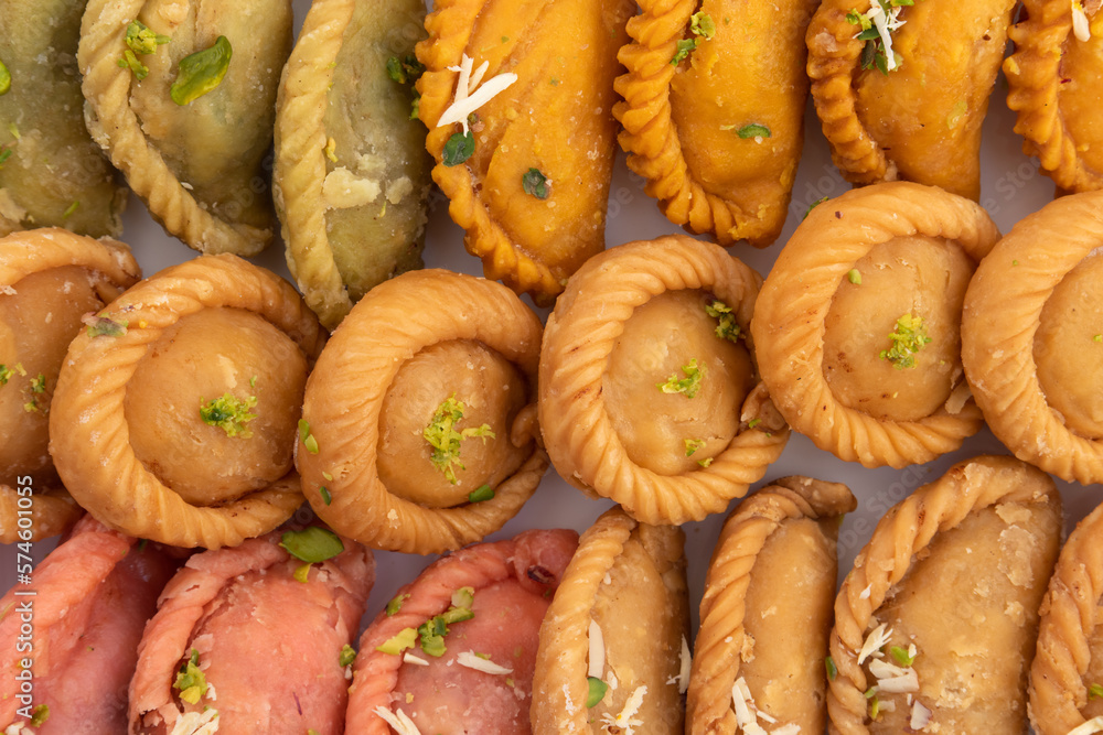 Various Indian Sweet Dumpling Mithai - Rose Gujiya, Karanji ...