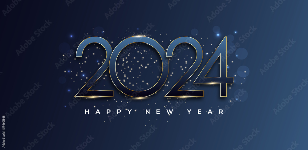 Happy New Year 2024 Greeting Card Stock Illustration | Adobe Stock