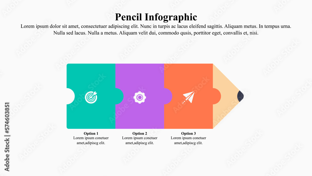 Pencil infographic presentation template with icon and text space ...