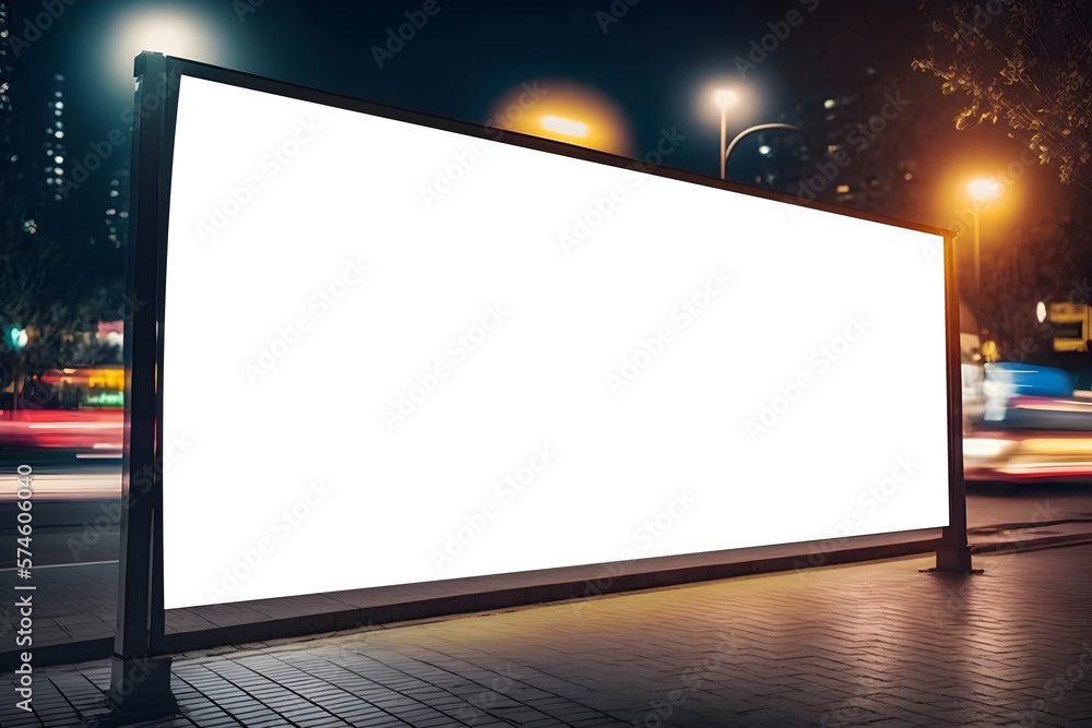 Empty space advertisement board, blank white signboard on roadside in ...